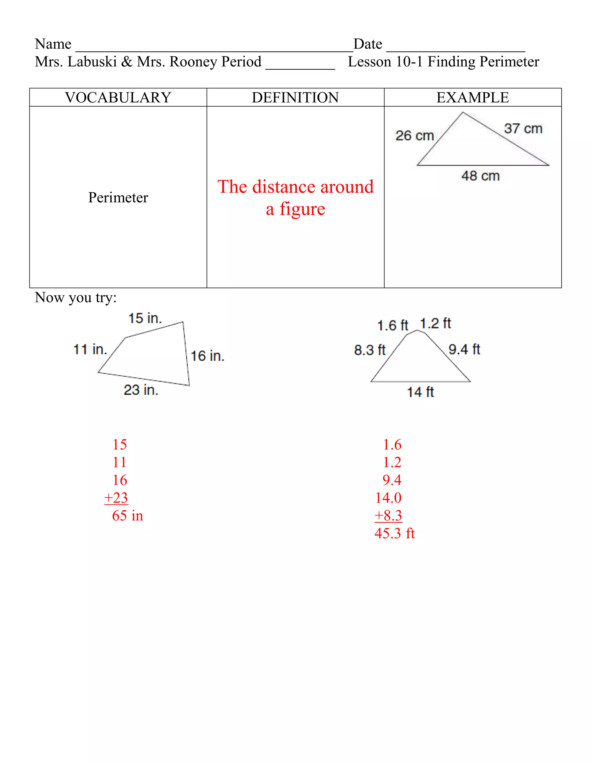 Lesson 10 1 perimeter | PDF