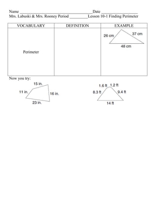 Lesson 10 1 perimeter | PDF