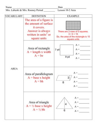 Lesson 10 2 area | PDF