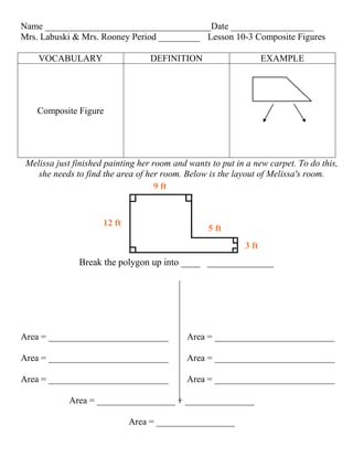 Composite Figure Area Worksheet