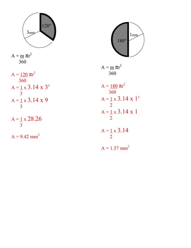 Lesson 10 5 circles area sector with answers | DOCX | Physics | Science