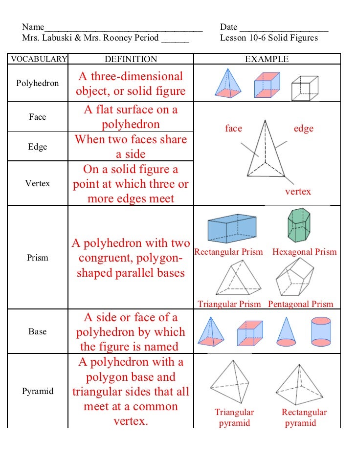 Lesson 10 6 solid figures Lesson 10 6 solid figures