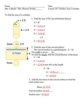 Lesson 10 7 surface area-cylinder | DOC