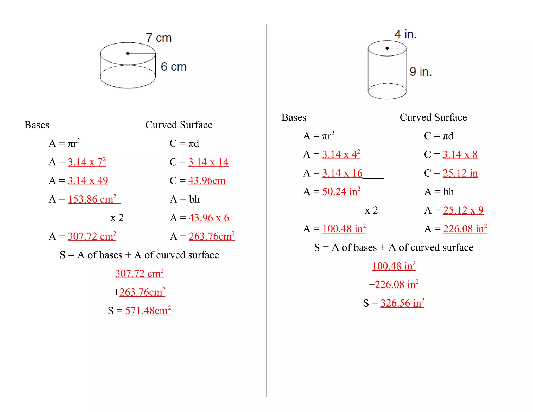 Lesson 10 7 surface area-cylinder | PDF