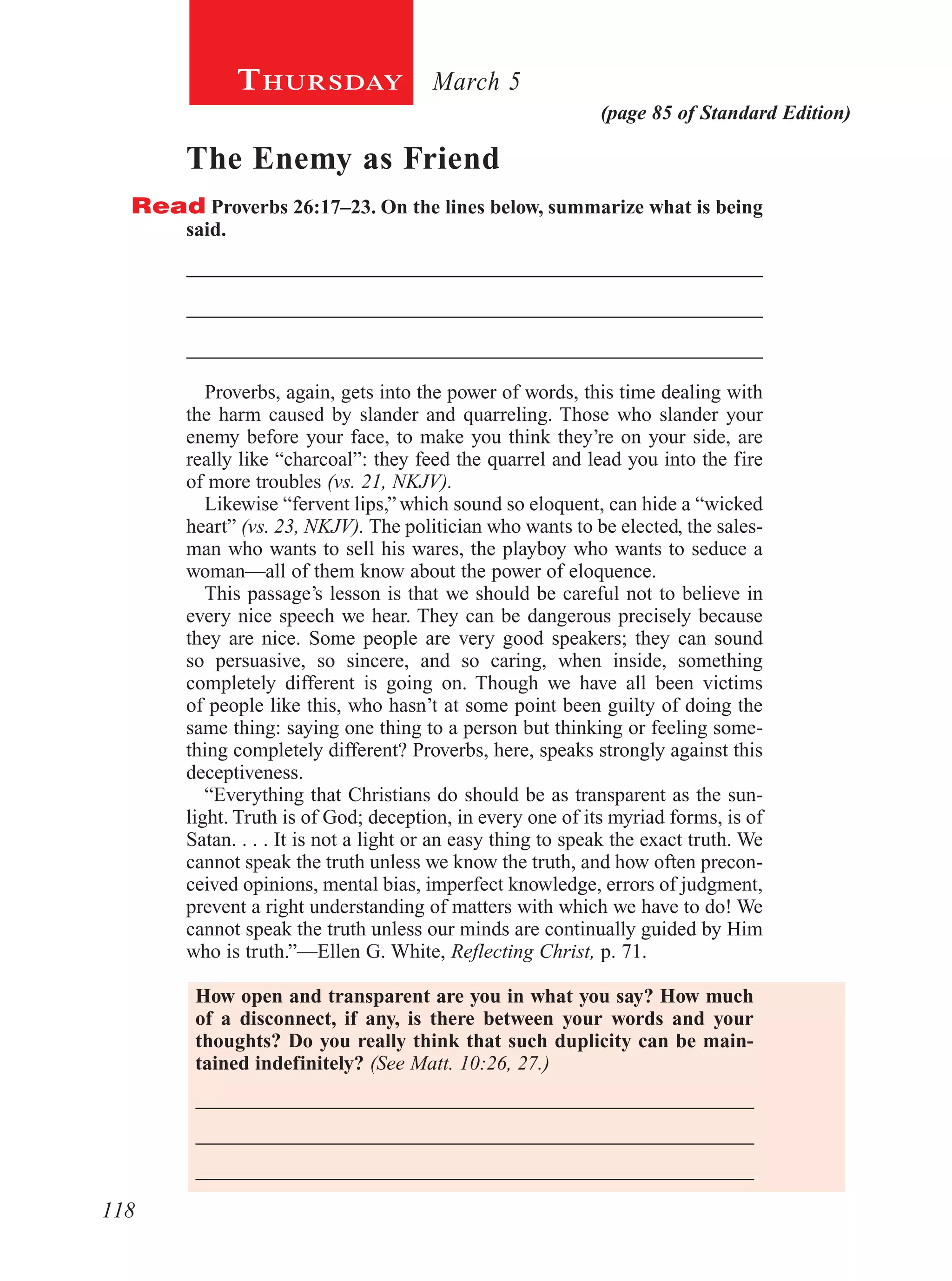 Lesson 10 | Behind the mask | Sabbath School | Teacher's Guide | PDF ...