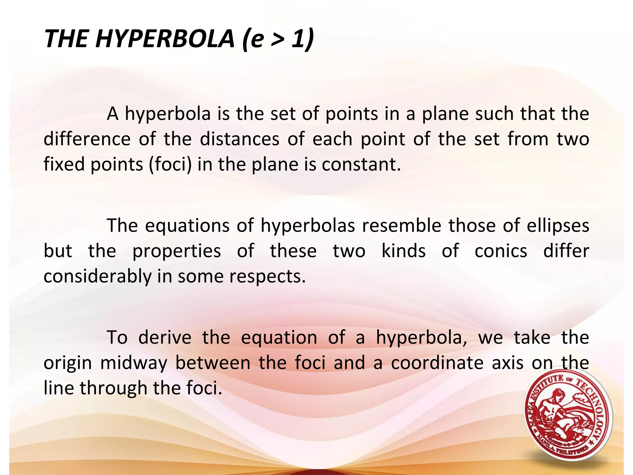 Lesson 10 conic sections - hyperbola | PPT