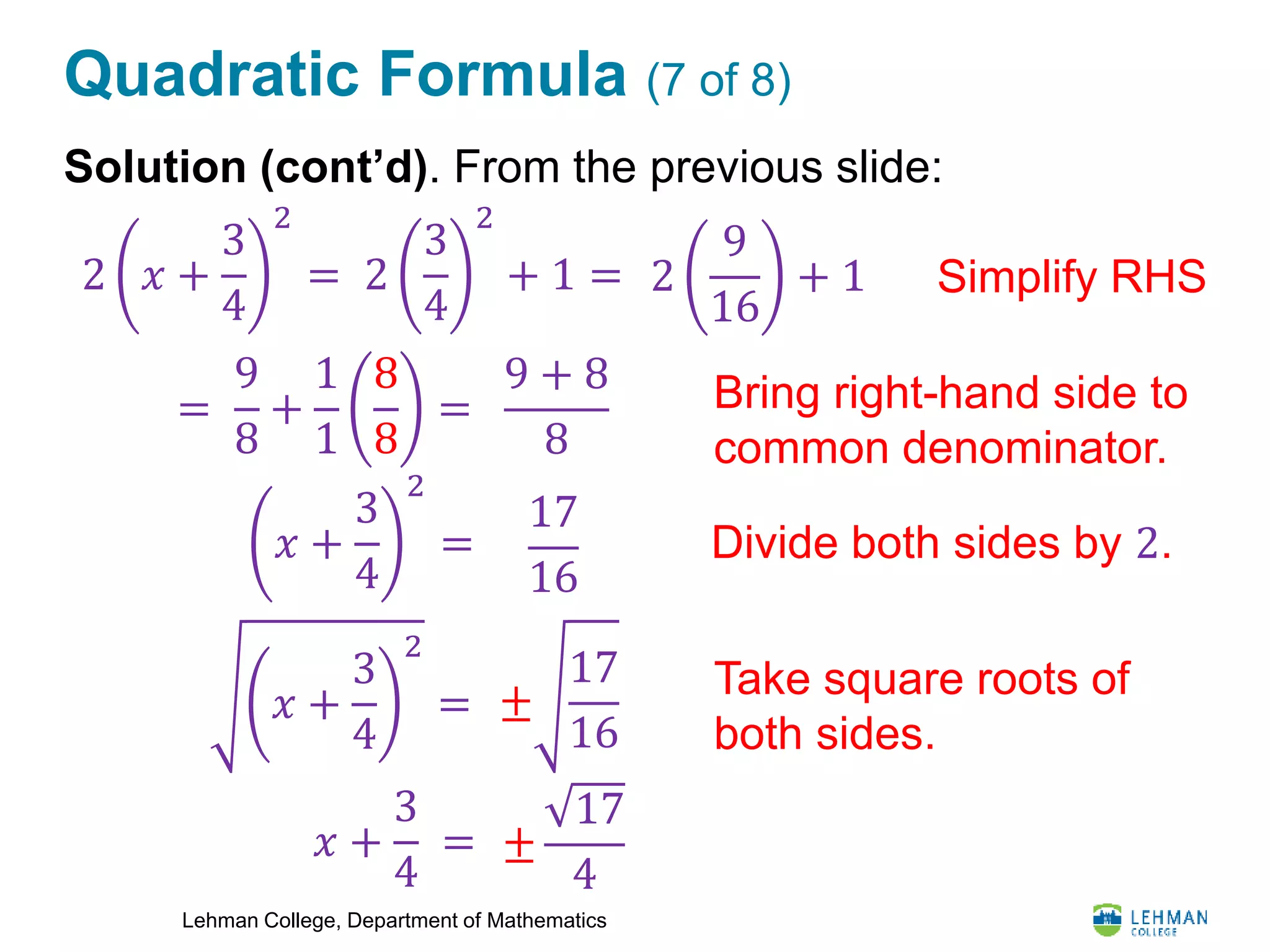 Lesson 10: Solving Quadratic Equations | PPTX