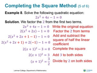 Lesson 10: Solving Quadratic Equations | PPT