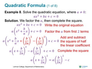 Lesson 10: Solving Quadratic Equations | PPT