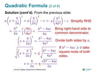 Lesson 10: Solving Quadratic Equations | PPT