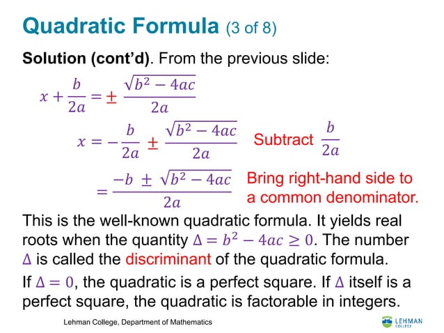Lesson 10: Solving Quadratic Equations | PPT