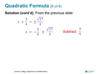 Lesson 10: Solving Quadratic Equations | PPT