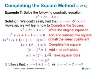 Lesson 10: Solving Quadratic Equations | PPT