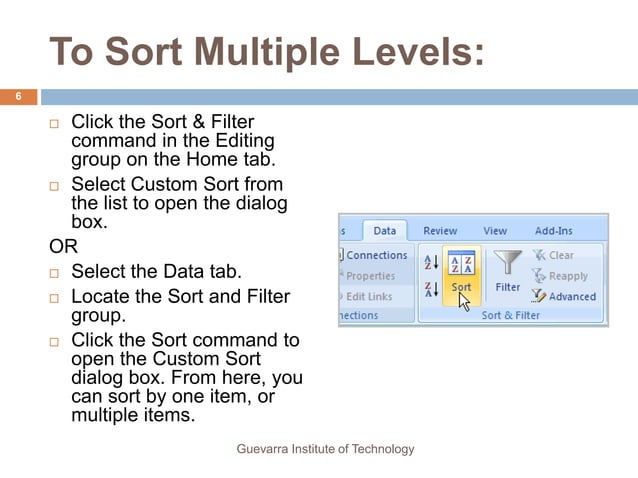 Lesson 10 Sorting Grouping And Filtering Cells Pptx Technology And Computing