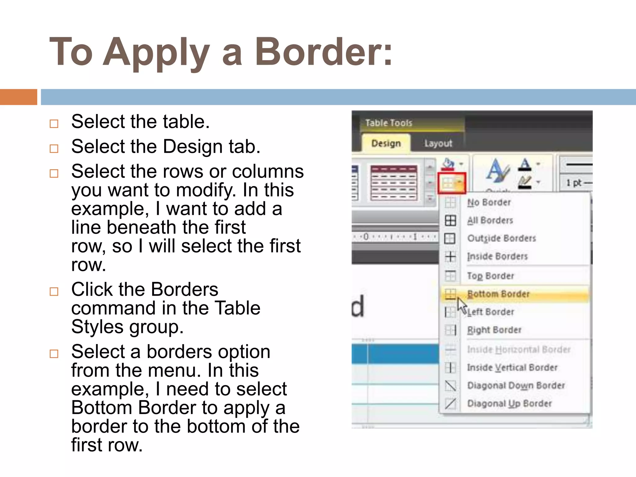 Lesson 10 working with tables | PPTX