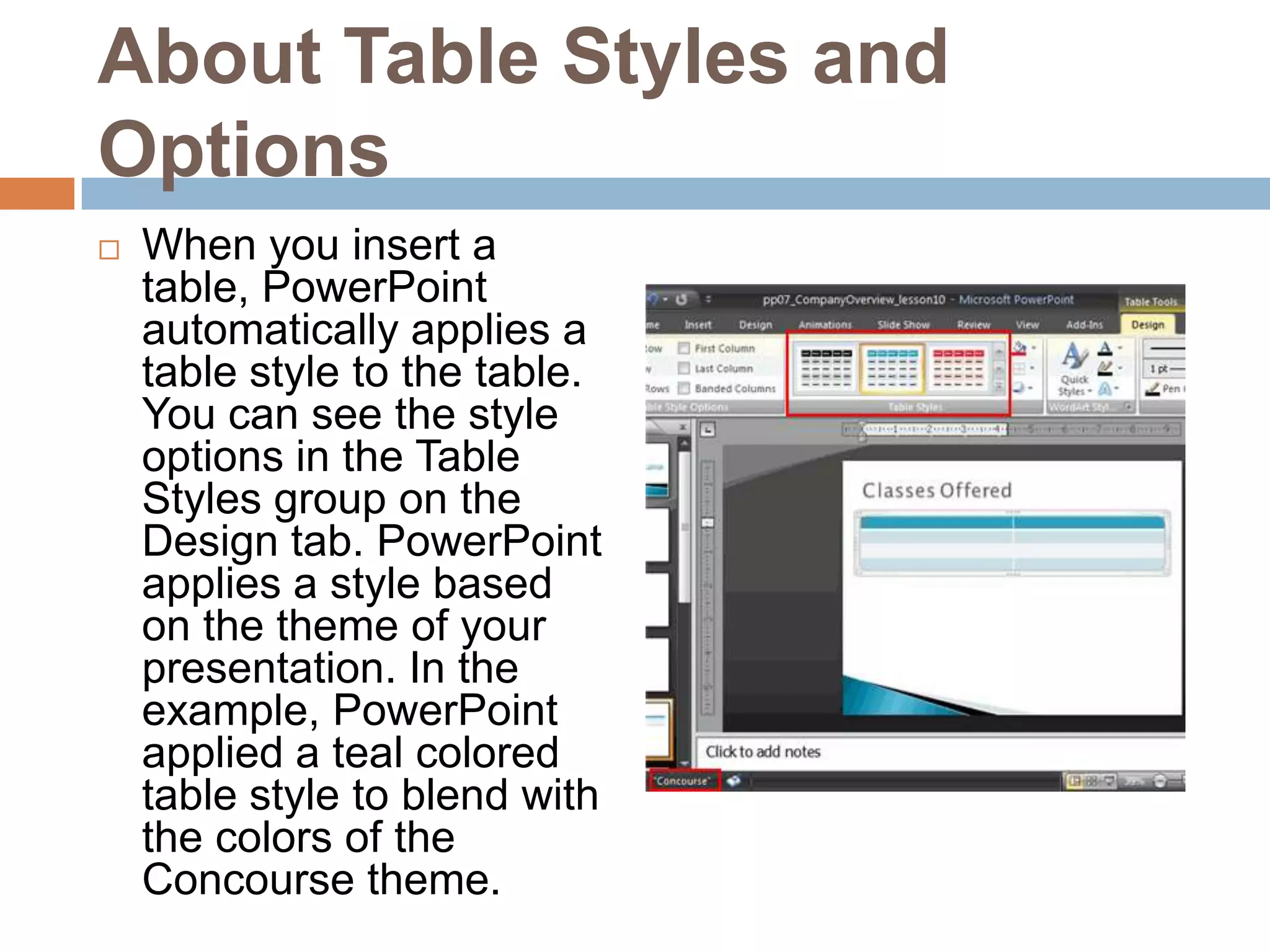 Lesson 10 working with tables | PPTX