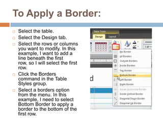 Lesson 10 working with tables | PPTX