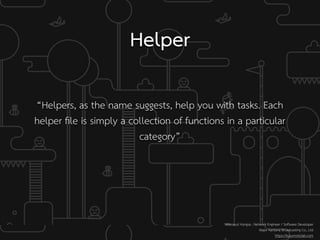 CodeIgniter For Project : Lesson 105 - Helper and Library | PPT