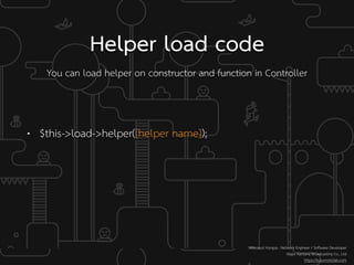 CodeIgniter For Project : Lesson 105 - Helper and Library | PPT