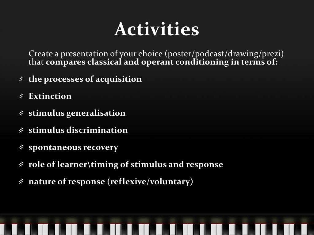 Differences Between Classical Vs Operant Conditioning