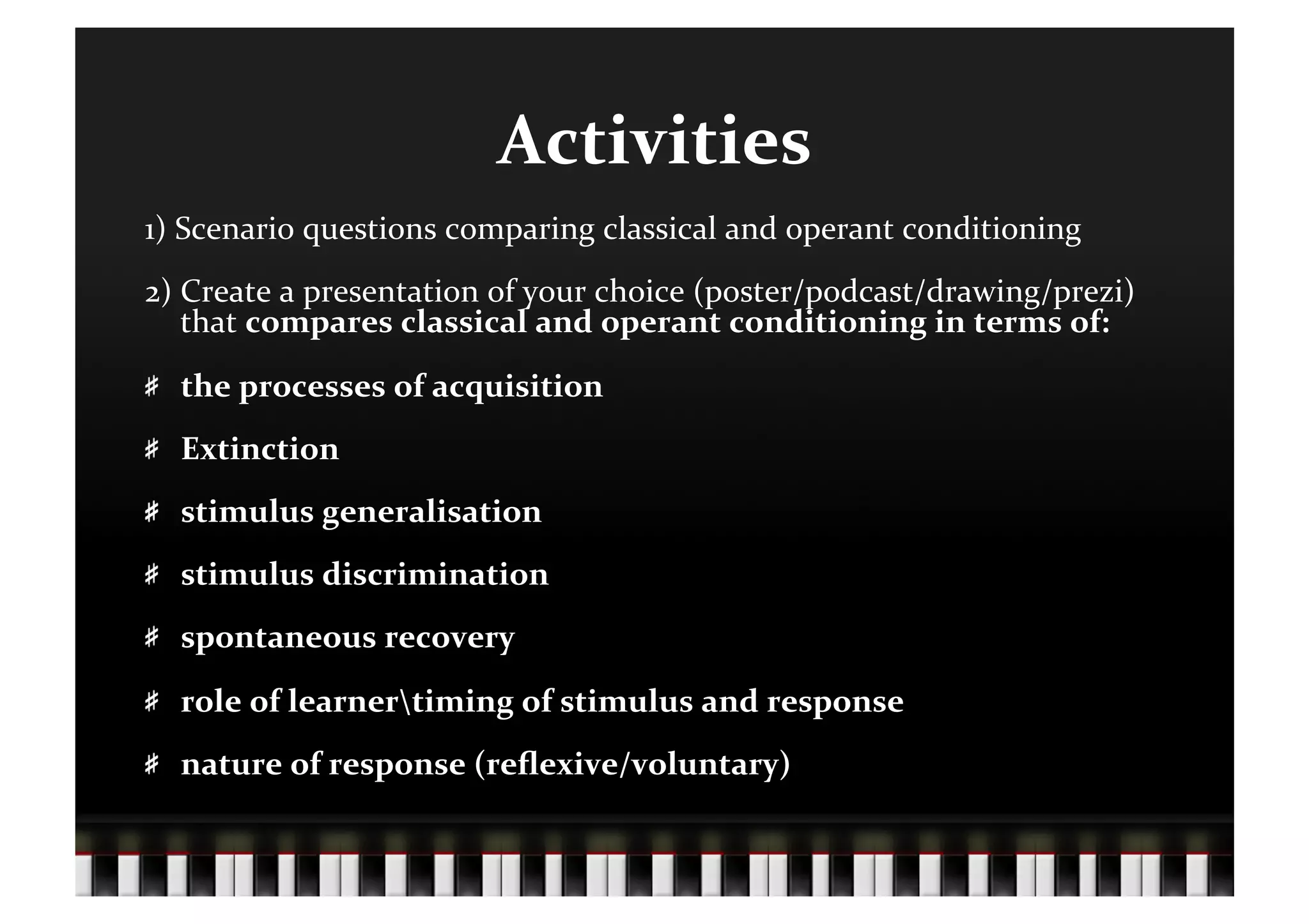 Lesson 10 a comparison of operant and classical conditioning2013 | PDF