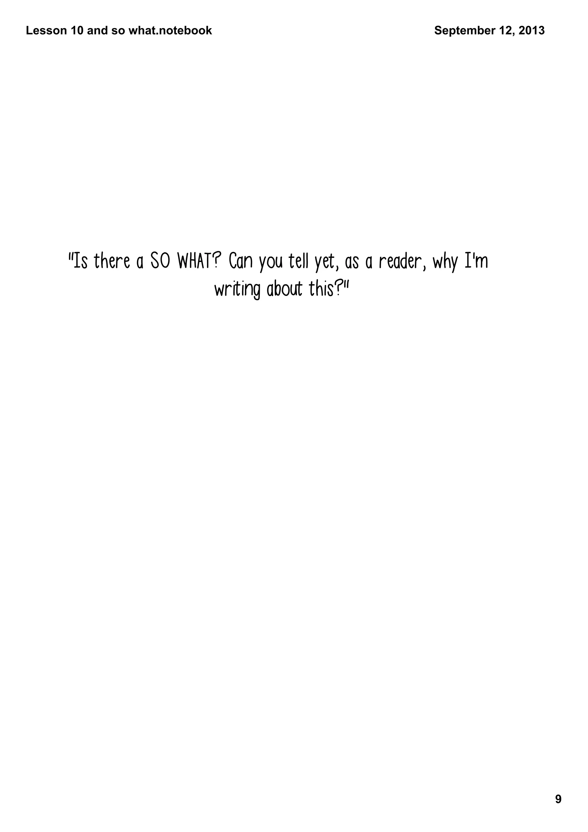 Lesson 10 and the rule of so what | PDF