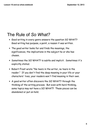 Lesson 10 and the rule of so what | PDF
