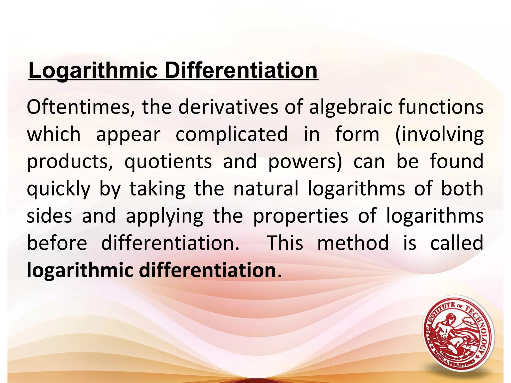Lesson 10 derivative of exponential functions | PPT