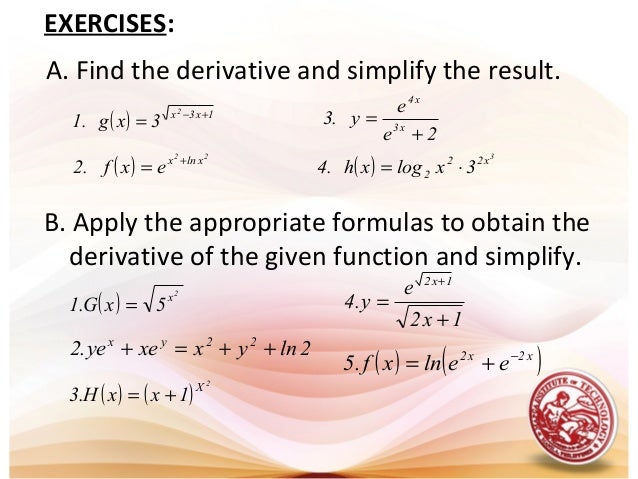 Lesson 10 derivative of exponential functions