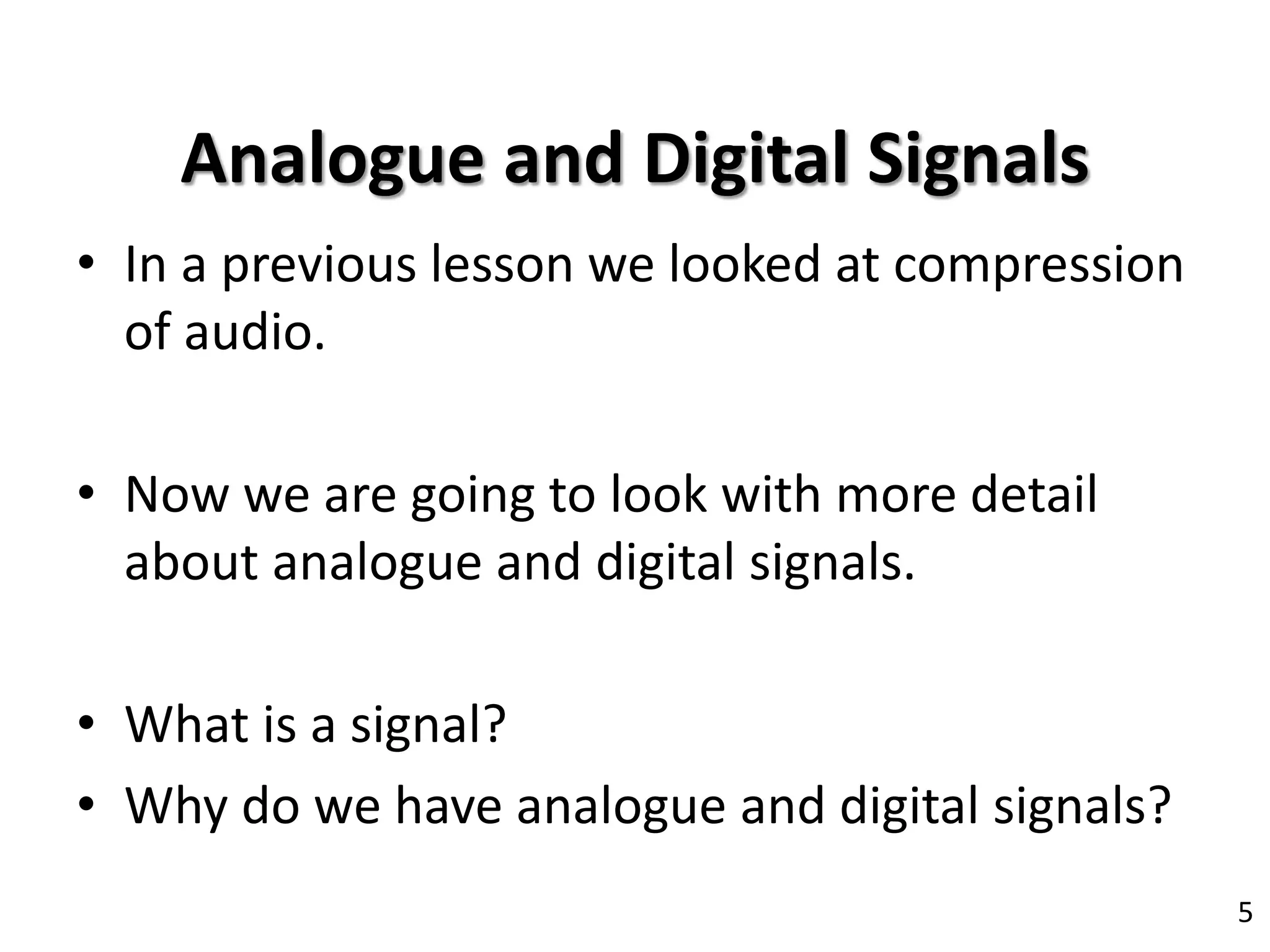 Lesson 10 digital and analogue signals | PPTX