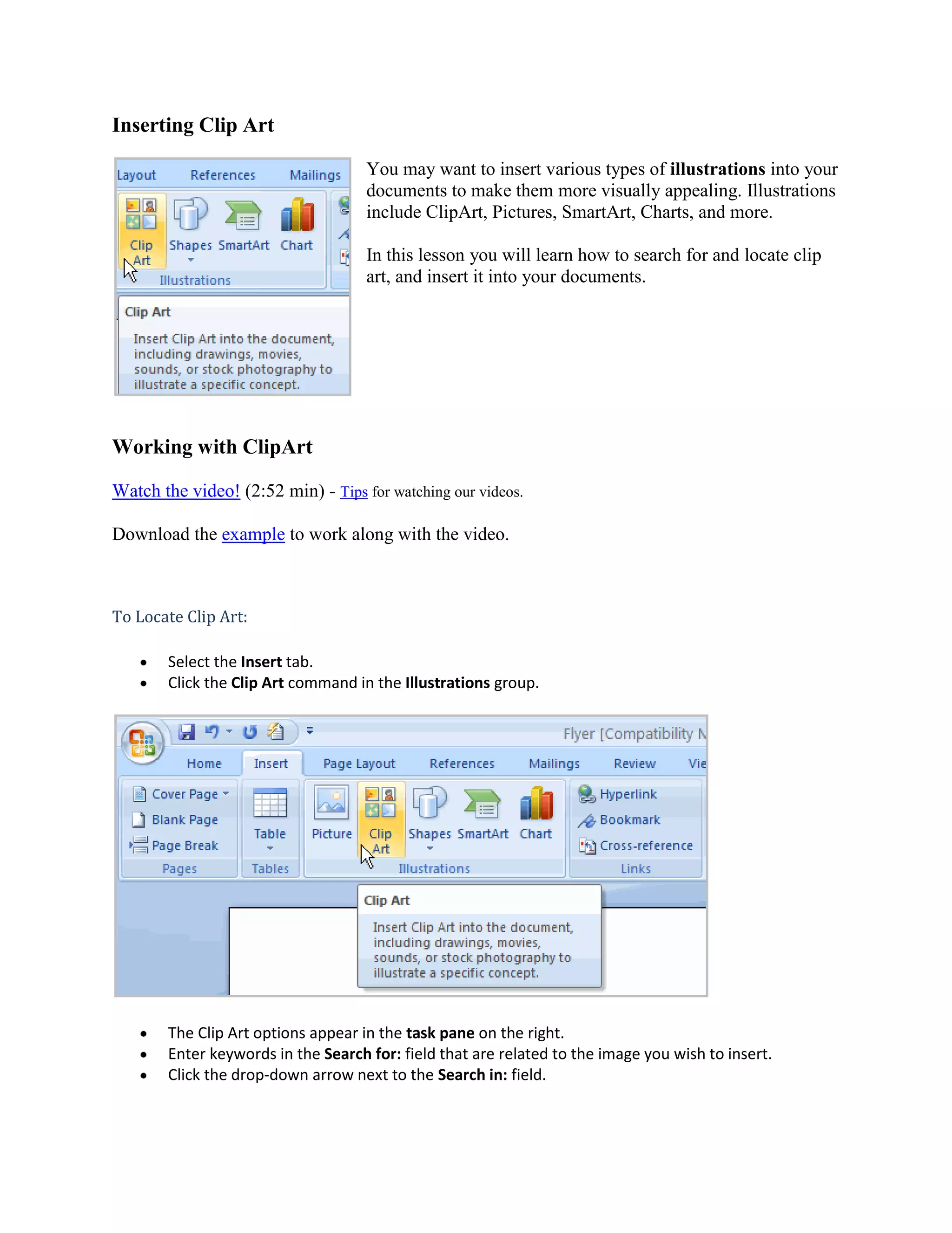 Word Lesson10 inserting clip art | DOCX