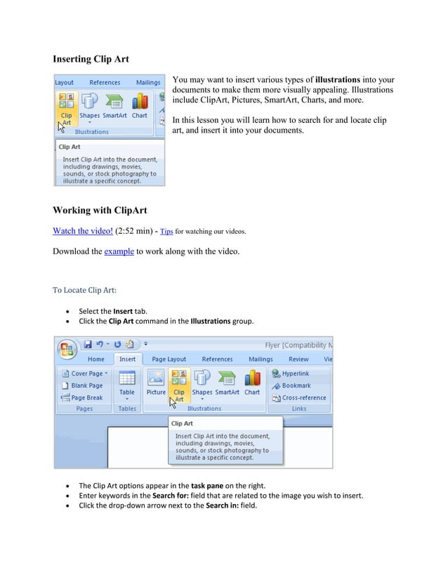 Word Lesson10 inserting clip art | DOCX