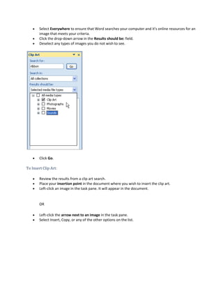 Word Lesson10 inserting clip art | DOCX