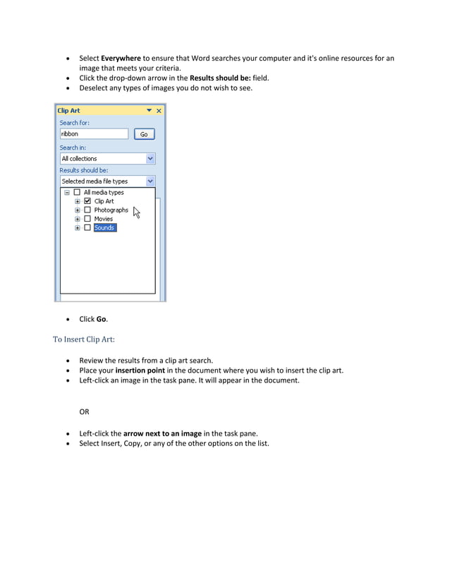 Word Lesson10 inserting clip art | DOCX