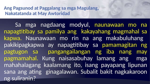 LESSON 10 PAGGALANG AT PAGSUNOD SA MAGULANG | PPTX
