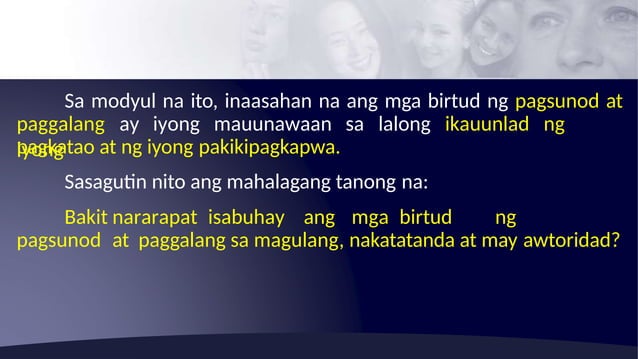 LESSON 10 PAGGALANG AT PAGSUNOD SA MAGULANG | PPTX