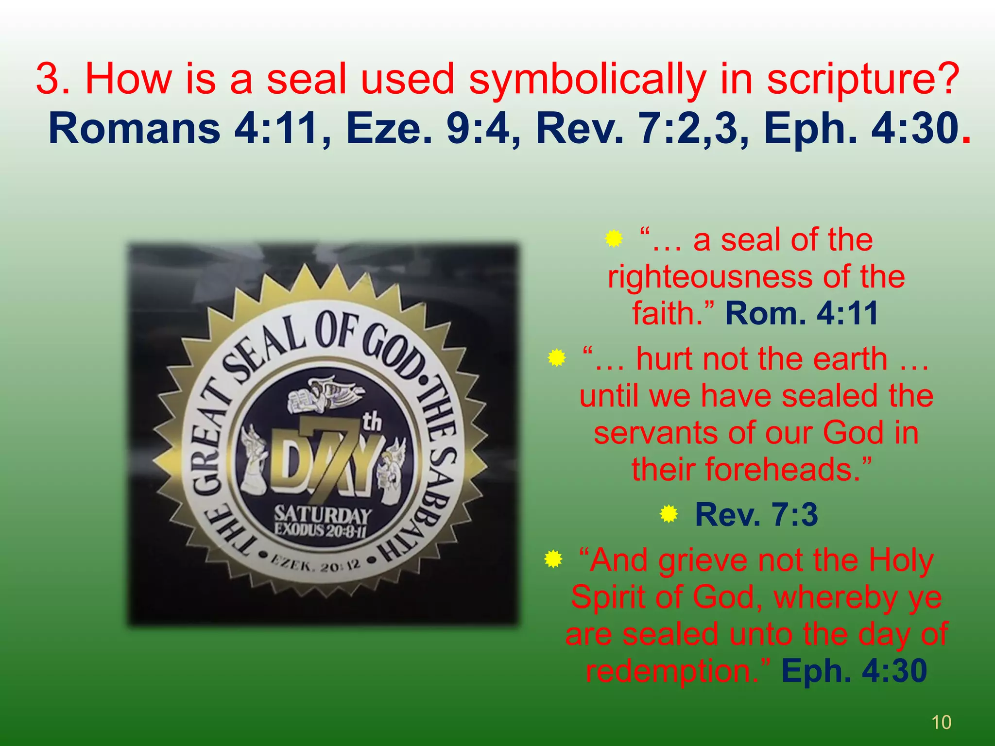 Lesson 10 Revelation Seminars Revelations Seal Of God | PPT