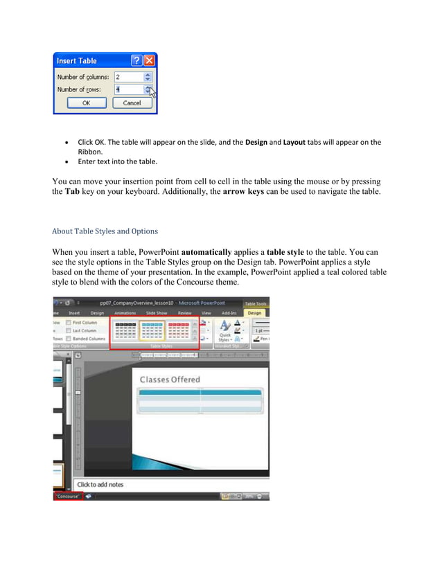 Powerpoint Lesson10 Working With Tables Docx