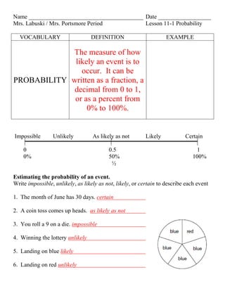 Lesson 11 1 probability | PDF