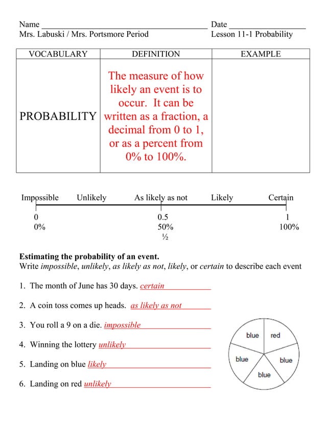 Lesson 11 1 probability | PDF