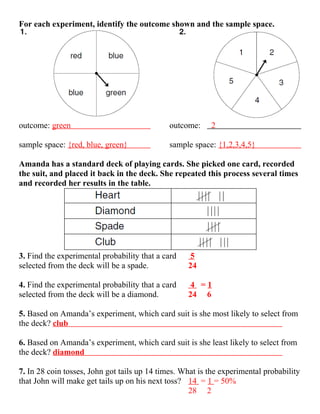 Lesson 11 2 experimental probability | DOC