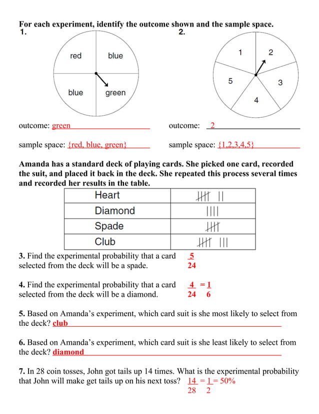 Lesson 11 2 experimental probability | DOC