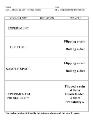 Lesson 11 2 experimental probability | PDF