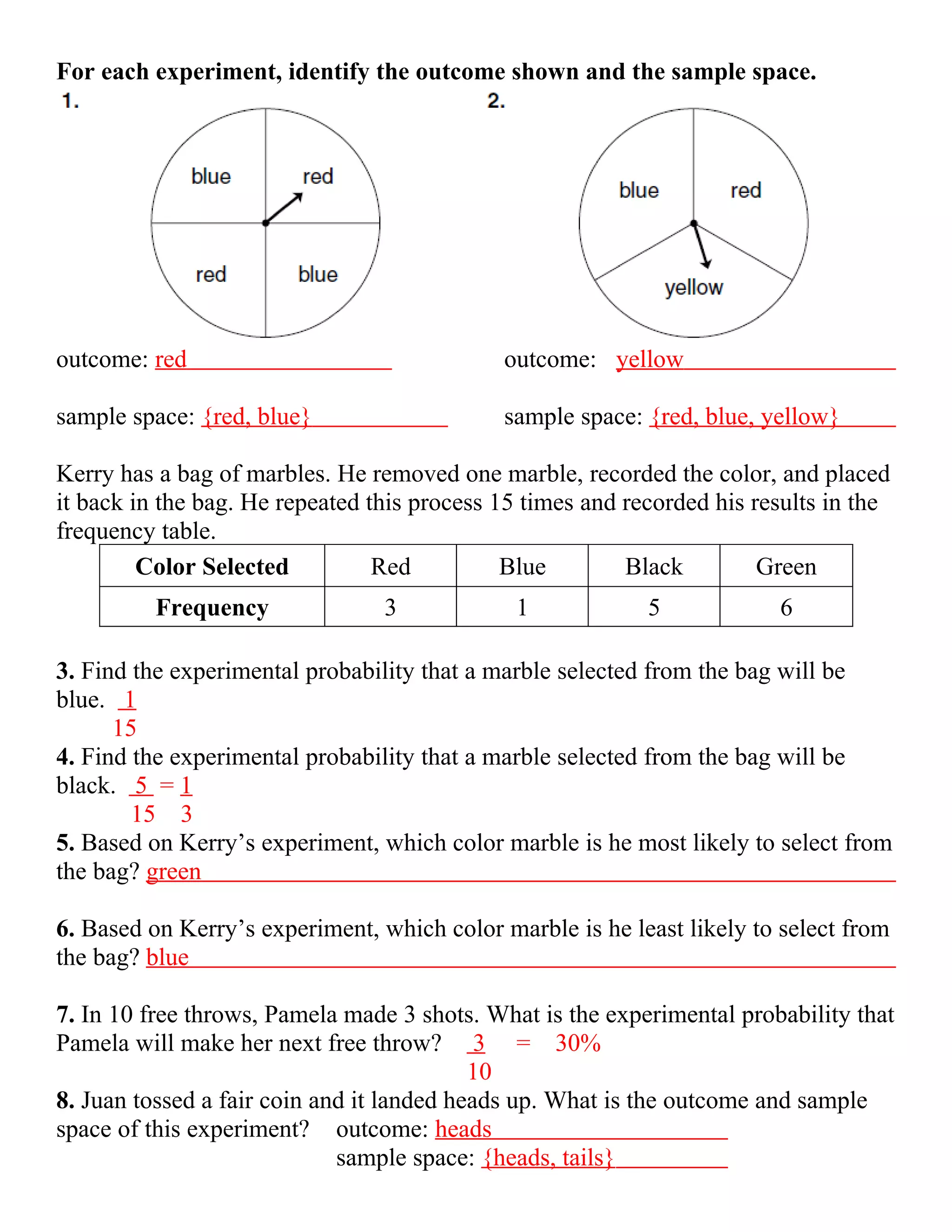 Lesson 11 2 experimental probability | DOC