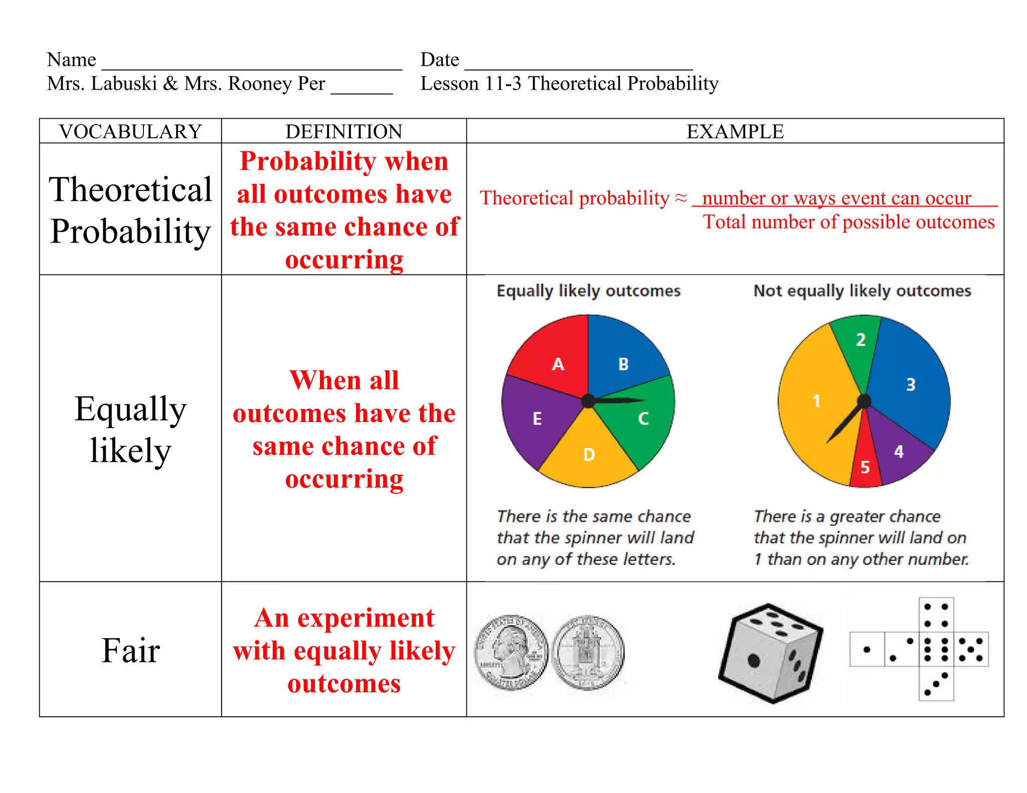 Lesson 11 3 theoretical probability | PPT