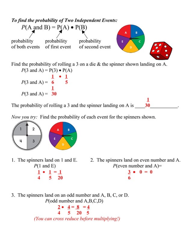 Lesson 11 5 b notes dependent & independent events | PDF