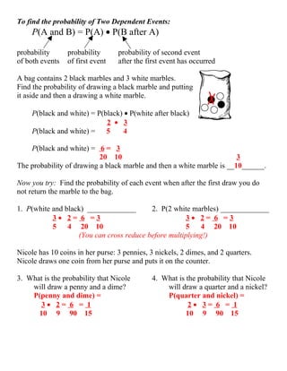 Lesson 11 5 b notes dependent & independent events | DOC