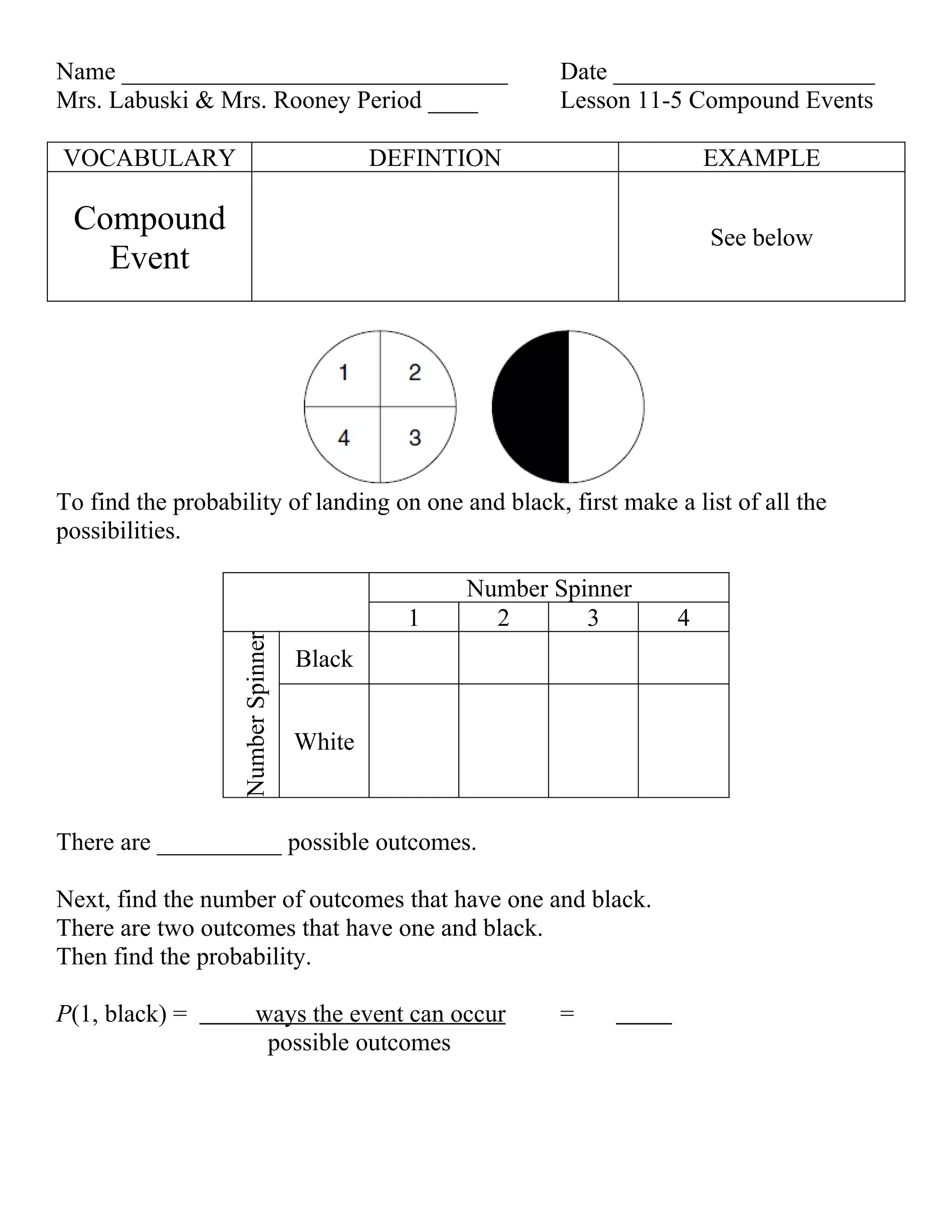 Lesson 11 5 compound events | DOC | Chemistry | Science