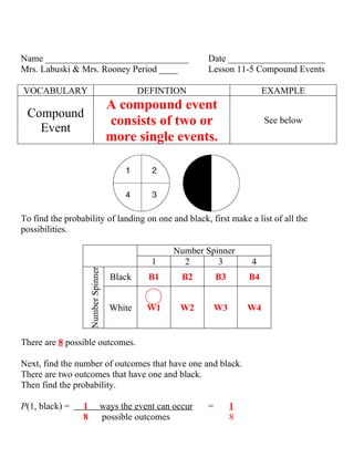 Lesson 11 5 compound events | DOC | Chemistry | Science