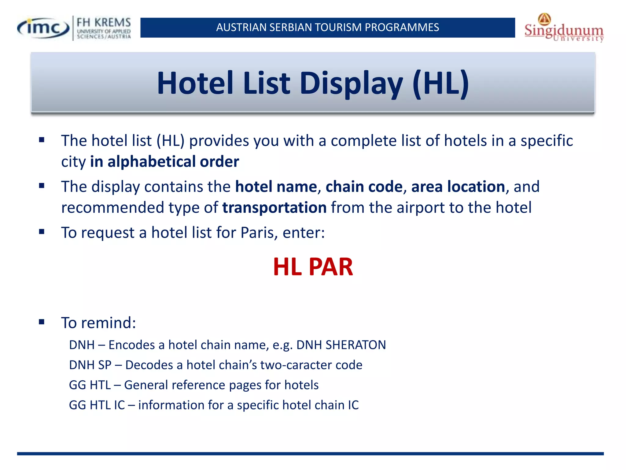 Lesson 11 Amadeus Hotels | PPTX